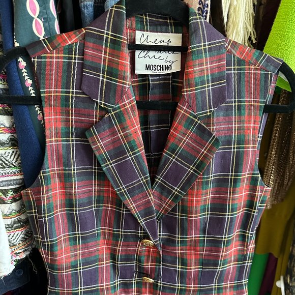 Moschino | Tops | Moschino Vintage Tartan Plaid Vest | Poshmark